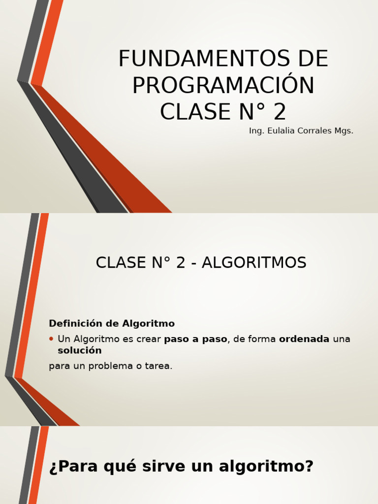 Fundamentos de Programación CLASE 2 | PDF | Algoritmos | Ciencias de la ...