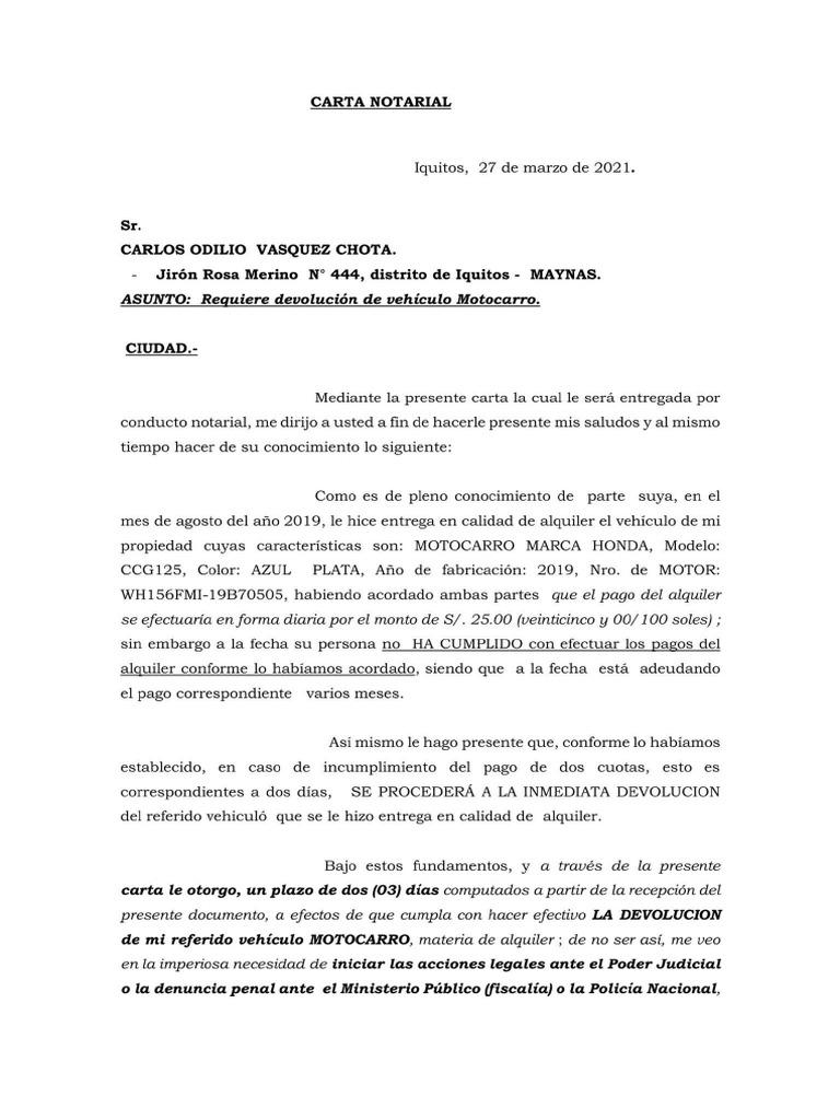 Carta Notarial | PDF
