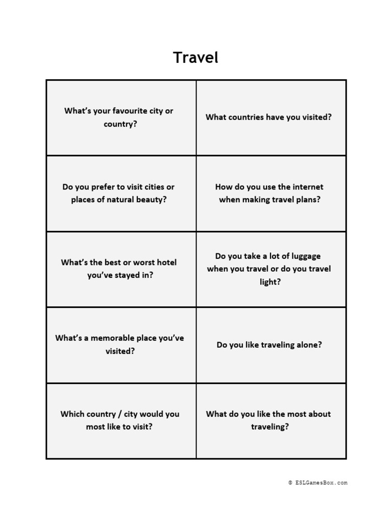 Travel Conversation Cards | PDF