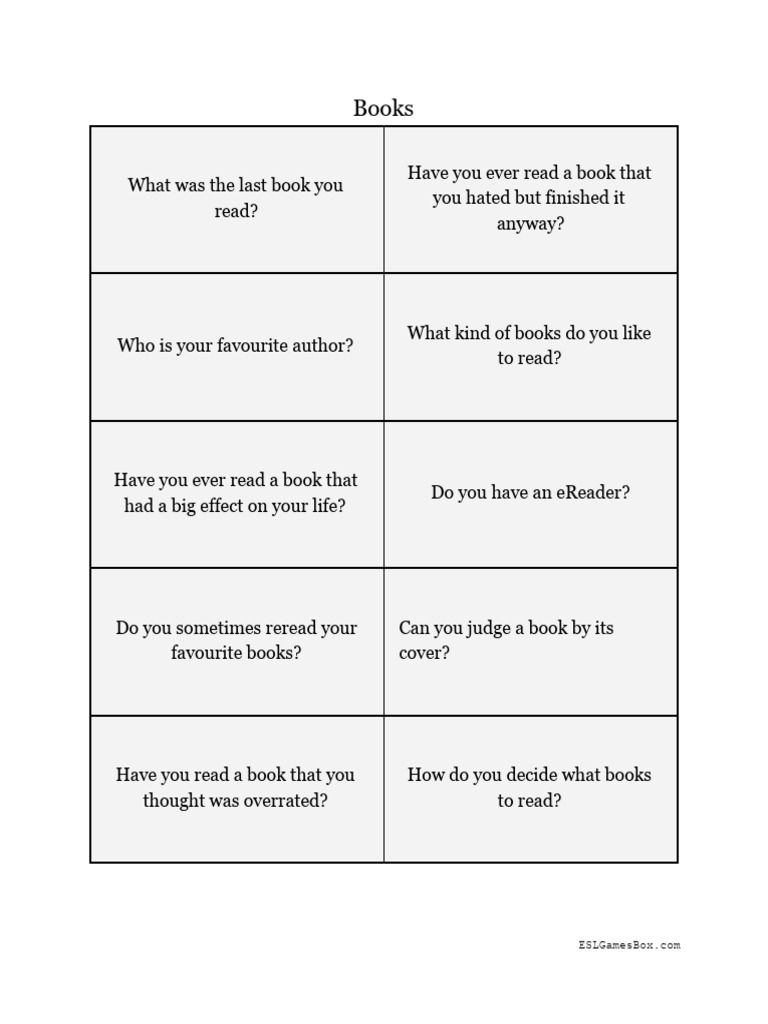 Book Question Cards | PDF