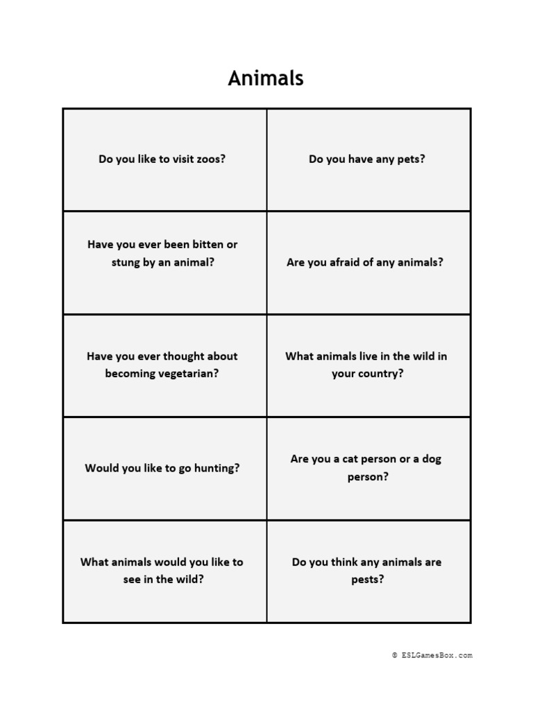 Animal Conversation Cards | PDF