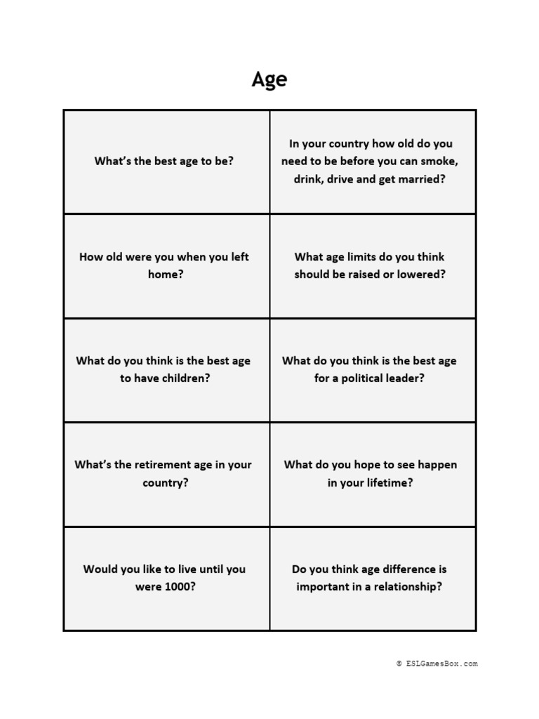 Age Conversation Questions | PDF