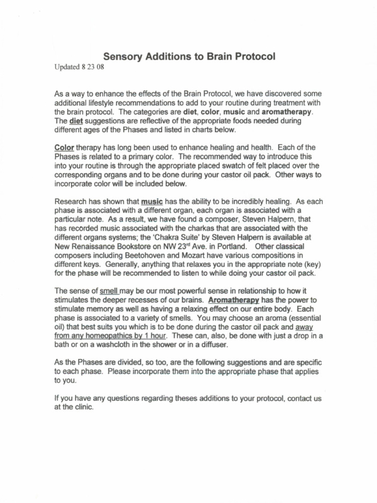 Brain Protocol - Sensory Additions | PDF | Foods | Fruit