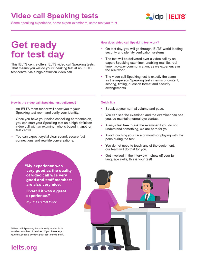 Get Ready For Test Day: Video Call Speaking Tests | PDF | International ...