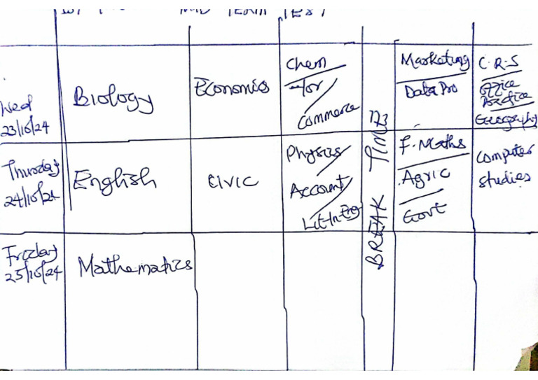 (Mid-Term Test) Time-Table | PDF