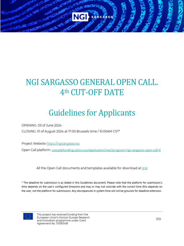 Guidelines-For-Applicants NGI-Sargasso Cut Off 4 | PDF | Internet | Interoperability