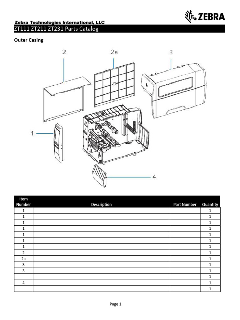 ZT231 Parts Catalog Overview | PDF | Wi Fi | Printer (Computing)