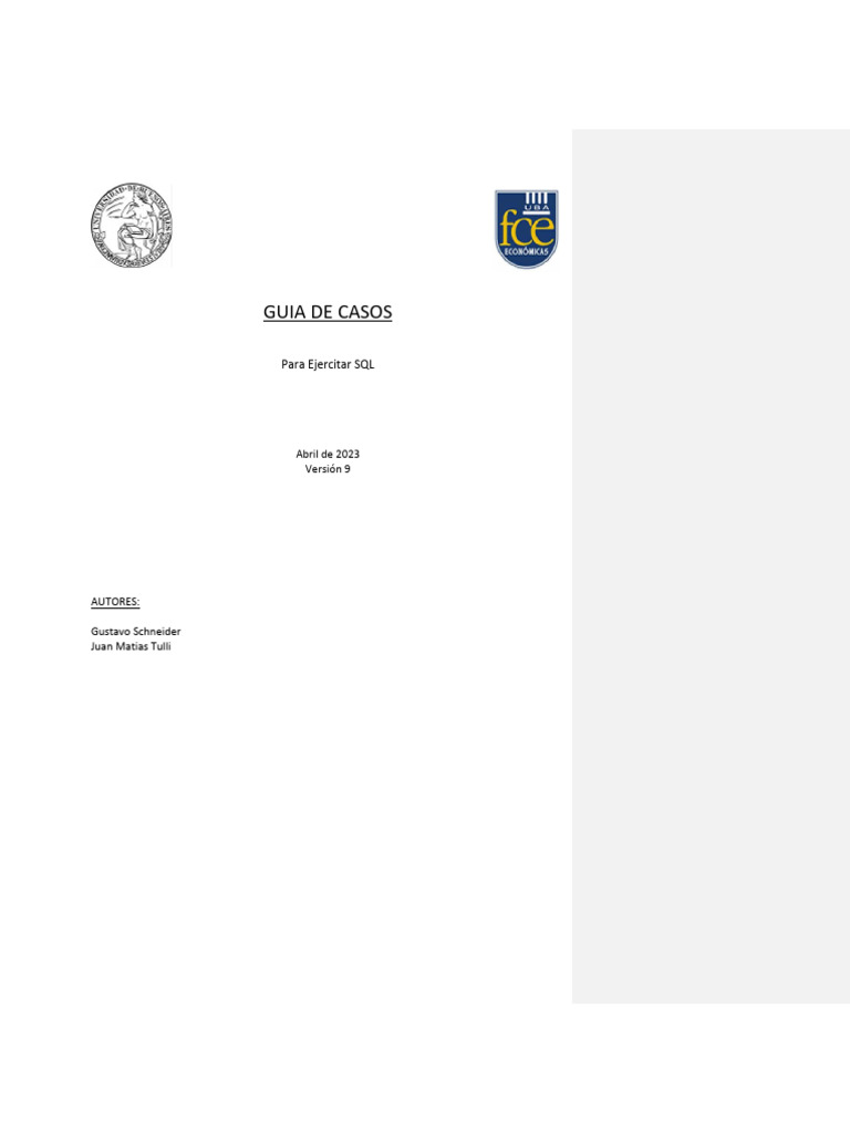 GUIA - SQL - CASOS - ADICIONALES v9 | PDF | Programación de ...