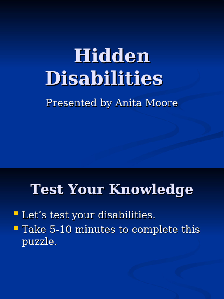Hidden Disabilities Workshop Guide | PDF | Learning Disability | Disability
