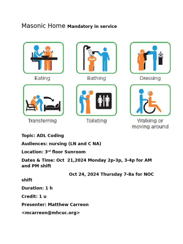 In Service Adl Coding | PDF