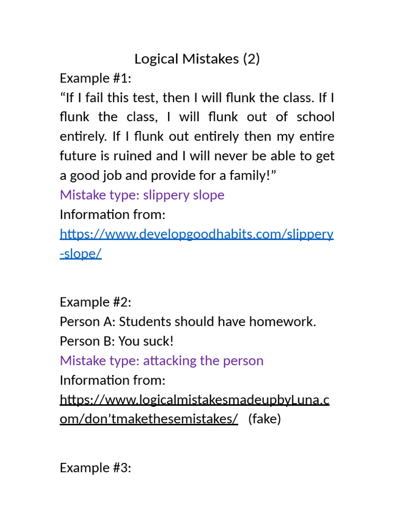 Logical Mistakes | PDF | Career & Growth | Wellness