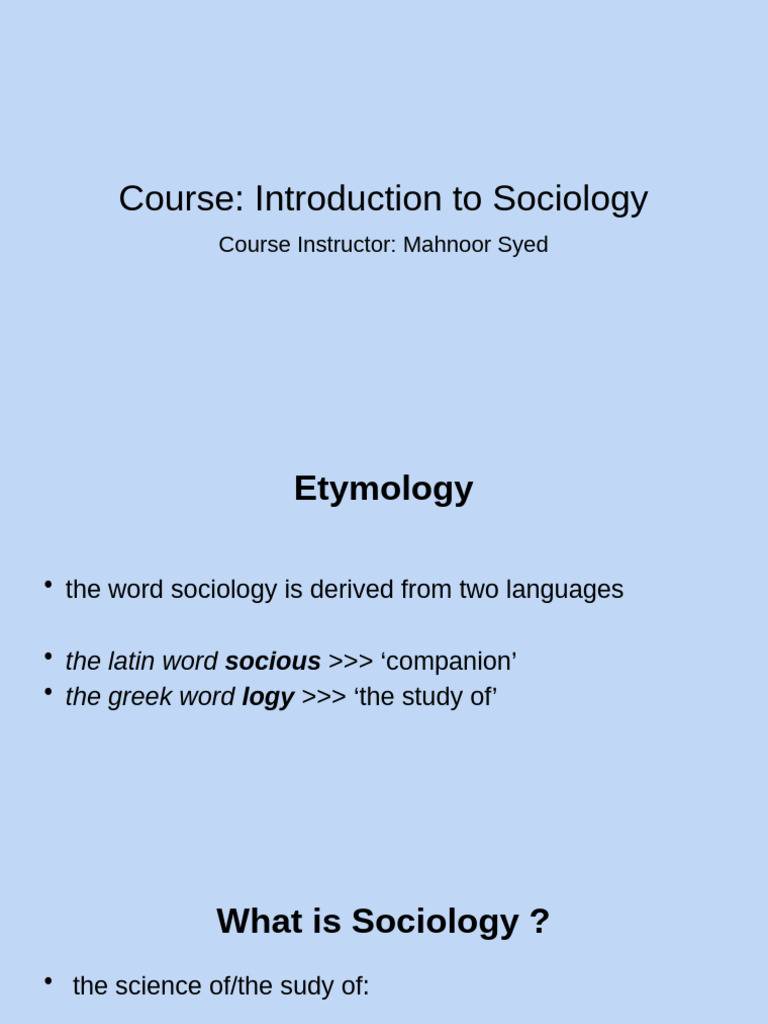 Introduction To Sociology | PDF | Sociology | Society