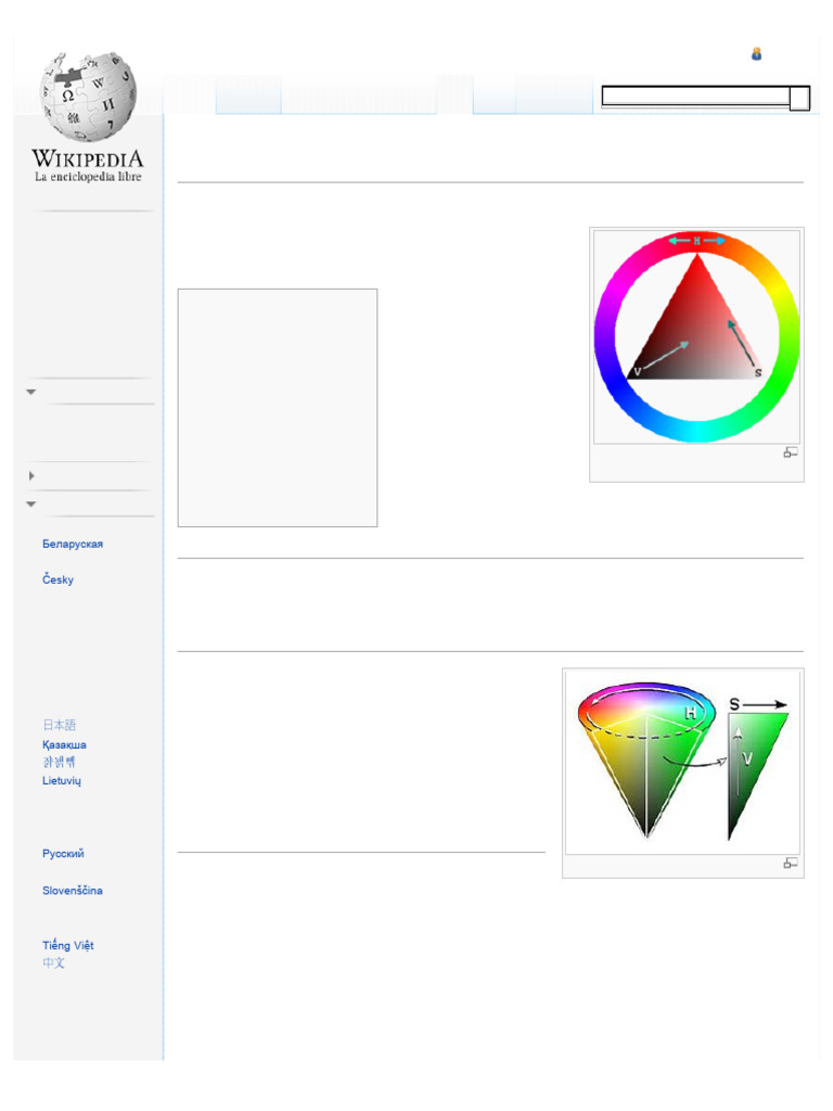 Modelo de Color HSV - Wikipedia, La Enciclopedia Libre | PDF | Ligero | Psicofísica