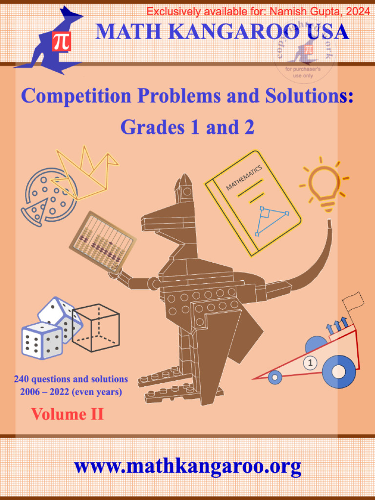 VIRTUAL BOOK - Math Kangaroo Levels 1&2 - Q's and Solutions From Years 2006-2022 Even Years | PDF