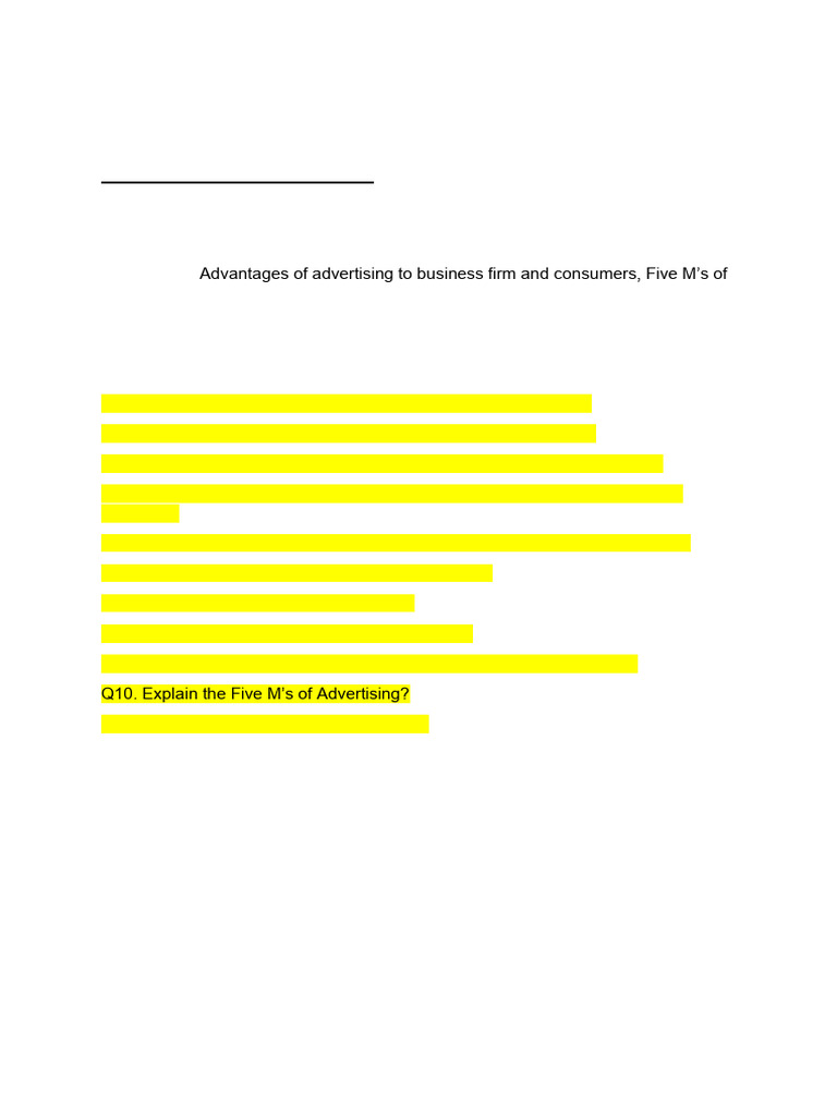 Question Bank For SYBcom Advt. | PDF | Marketing Communications ...