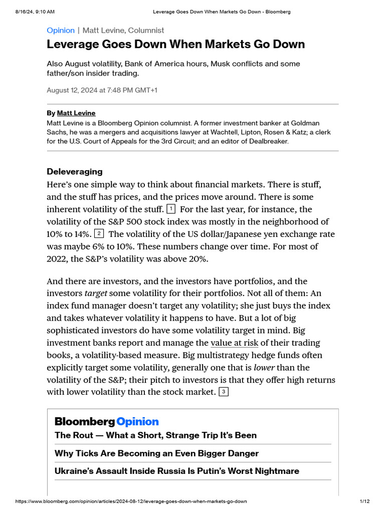 Market Volatility and Deleveraging | PDF | Leverage (Finance) | Elon Musk