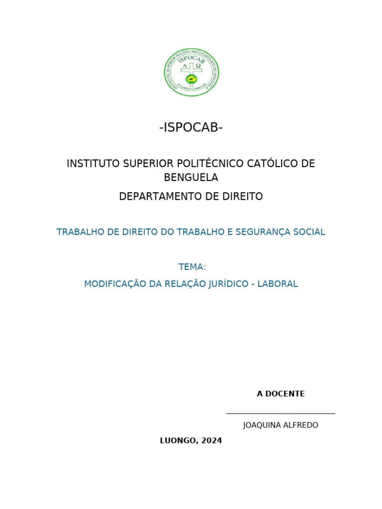 -ISPOCAB-INSTITUTO SUPERIOR POLITÉCNICO CATÓLICO DE BENGUELA | PDF ...