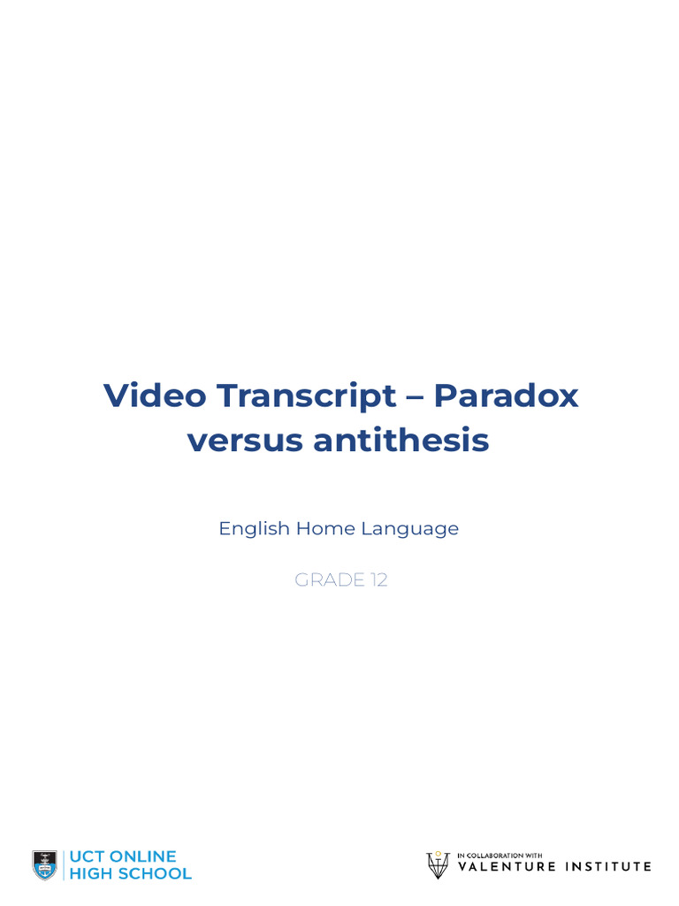 Understanding Paradox vs. Antithesis | PDF | Paradox | Contradiction