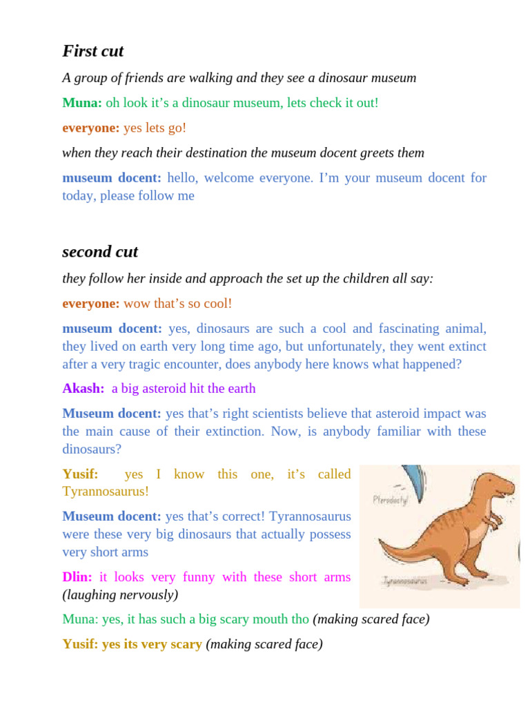 dinosaur activity script. | PDF