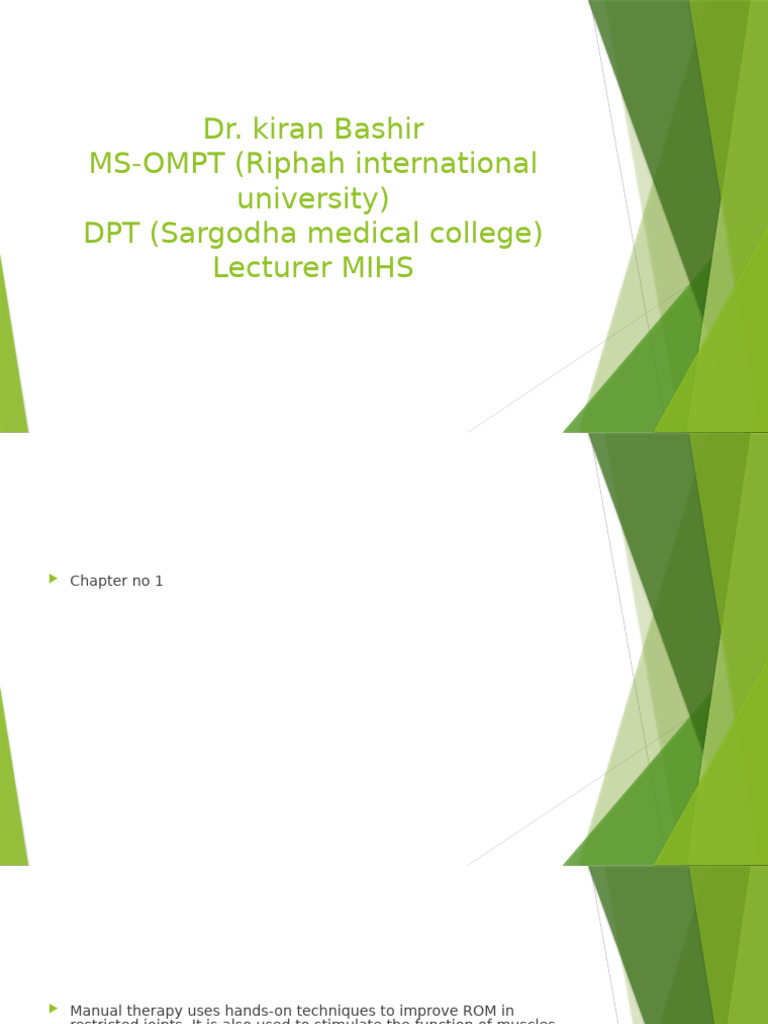 MT history | PDF | Manual Therapy | Physical Therapy