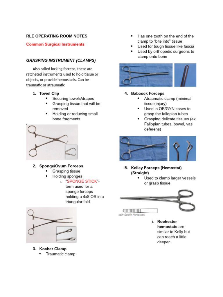 RLE OR SURGERY NOTES | PDF | Surgical Suture | Anesthesia