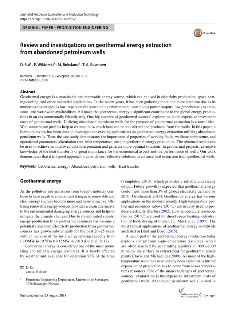 Review and Investigations On Geothermal Energy Ext | PDF | Heat ...