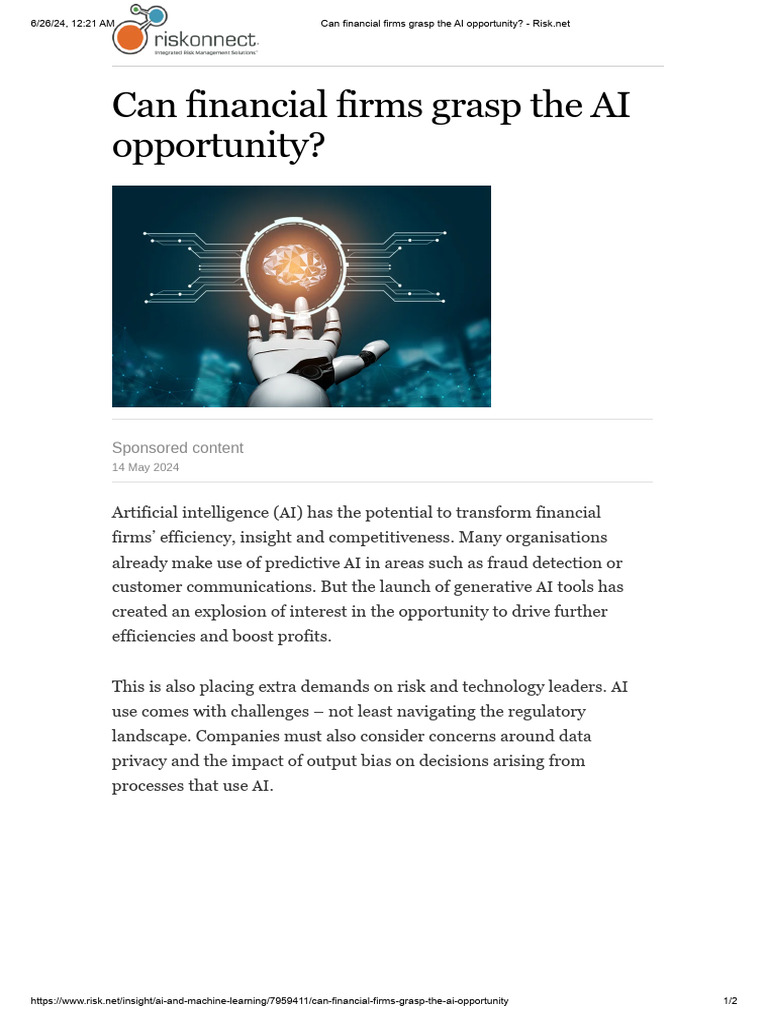 Can Financial Firms Grasp The AI Opportunity | PDF | Artificial ...