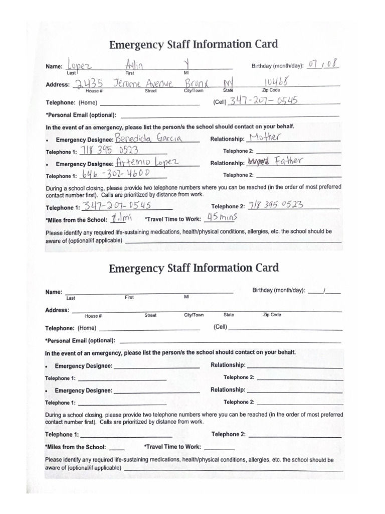 Emergency Contact | PDF