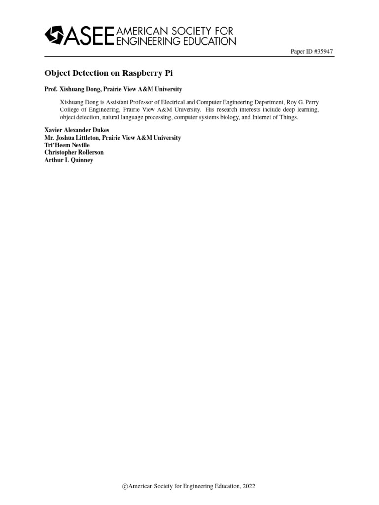 Object Detection On Raspberry Pi Pdf Deep Learning Computing