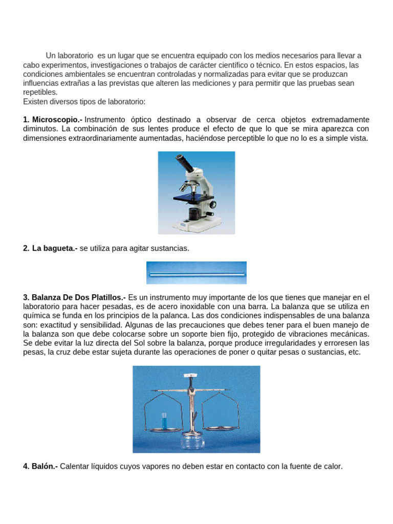 50 Instrumentos de Laboratorio de Biolog | PDF | Balanza | Lentes
