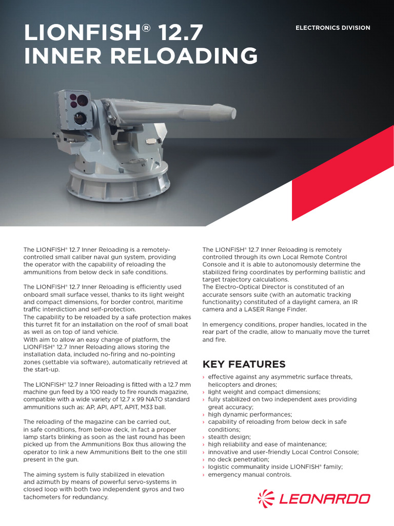 LIONFISH® 12.7 Naval Gun System | PDF | Magazine (Firearms) | Military ...