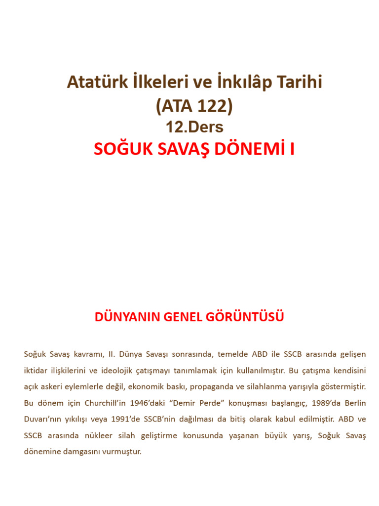 Ata 122 12. Ders Soguk Savas | PDF