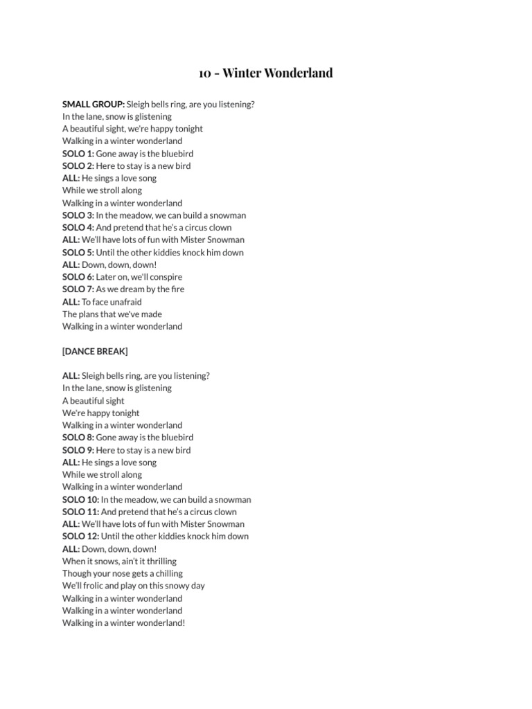 Winter Wonderland - Camp Lyrics | PDF