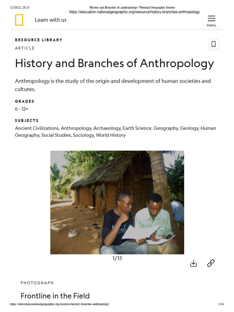 Anthropology: History and Subdisciplines | PDF | Anthropology ...