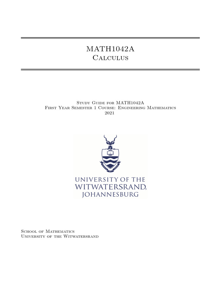 MATH1042A Calculus Study Guide | PDF | Trigonometric Functions | Integral