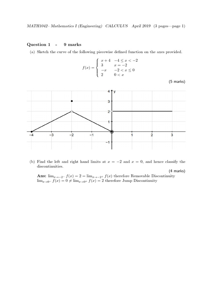 MATH1042 April 2019 Calculus Block Test | PDF | Differential Geometry ...
