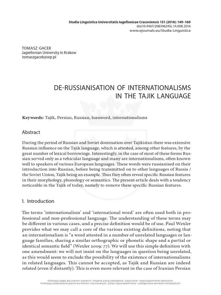 Tajik Language | PDF | Persian Language | Russian Language