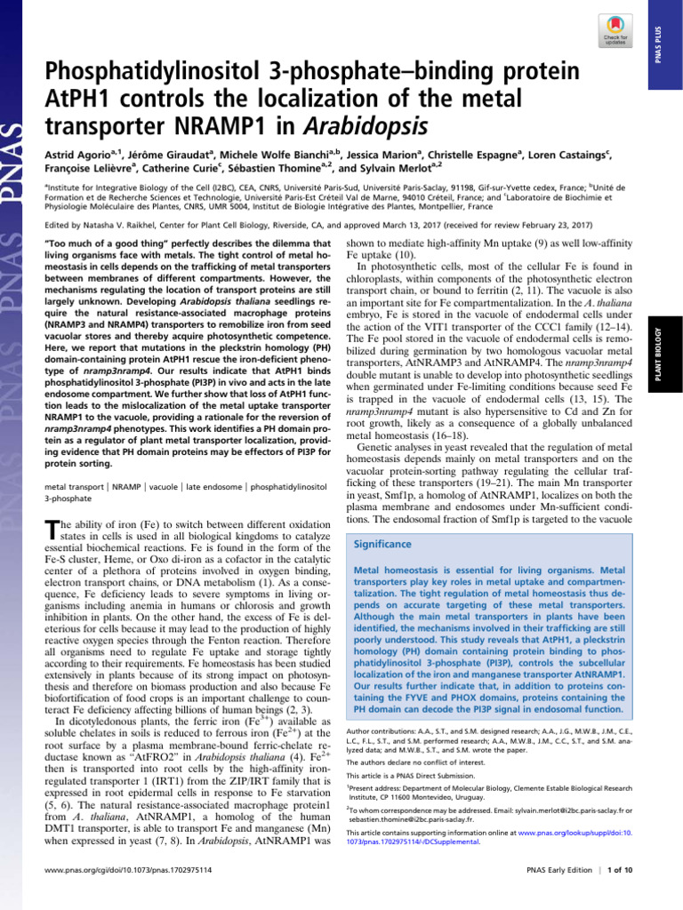 PNAS 2017 Agorio 1702975114 | PDF | Mutation | Iron