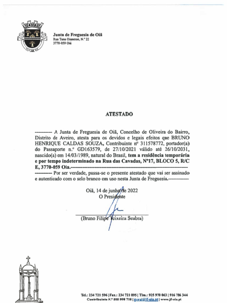 Atestado de Morada Bruno | PDF