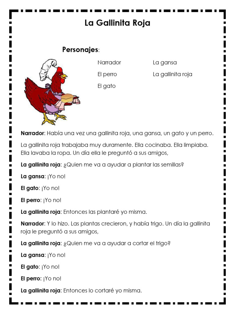 La Gallinita Roja: Personajes | PDF | Novela negra, policíaca y suspenso