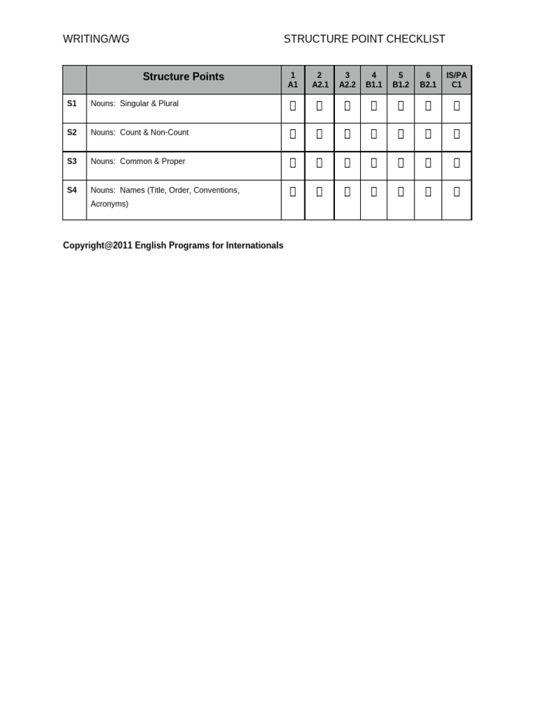 Structure Checklist WG | PDF | Adverb | Verb