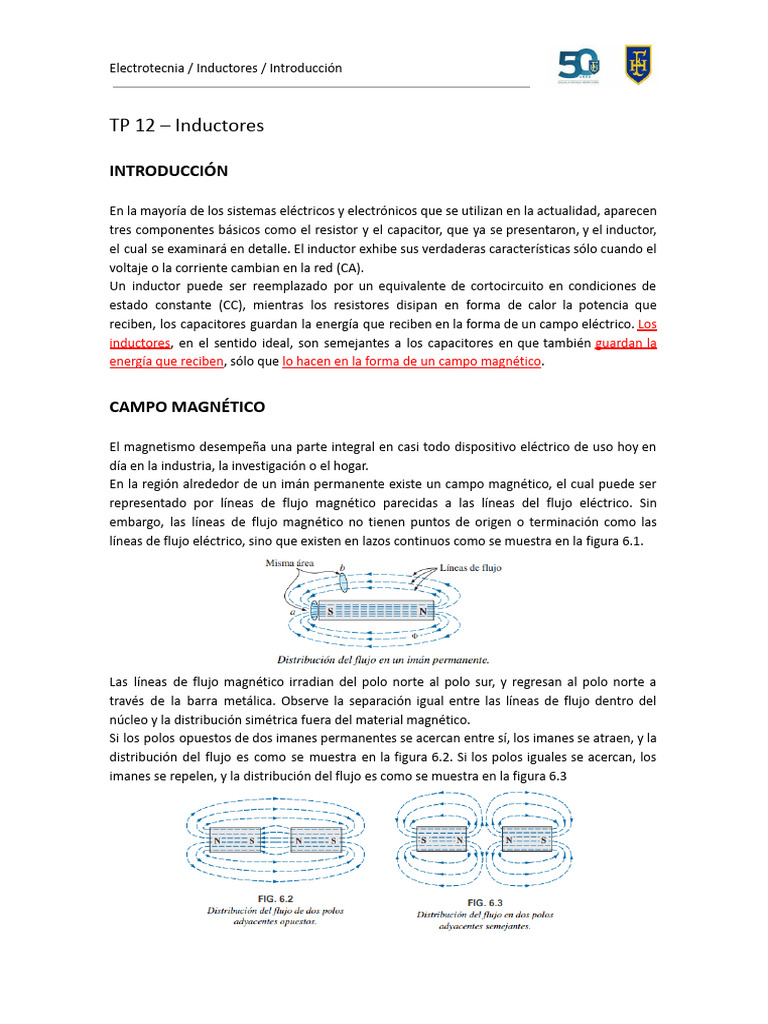 Ejercitacion TP12 - Inductores | PDF | Inductor | Campo magnético