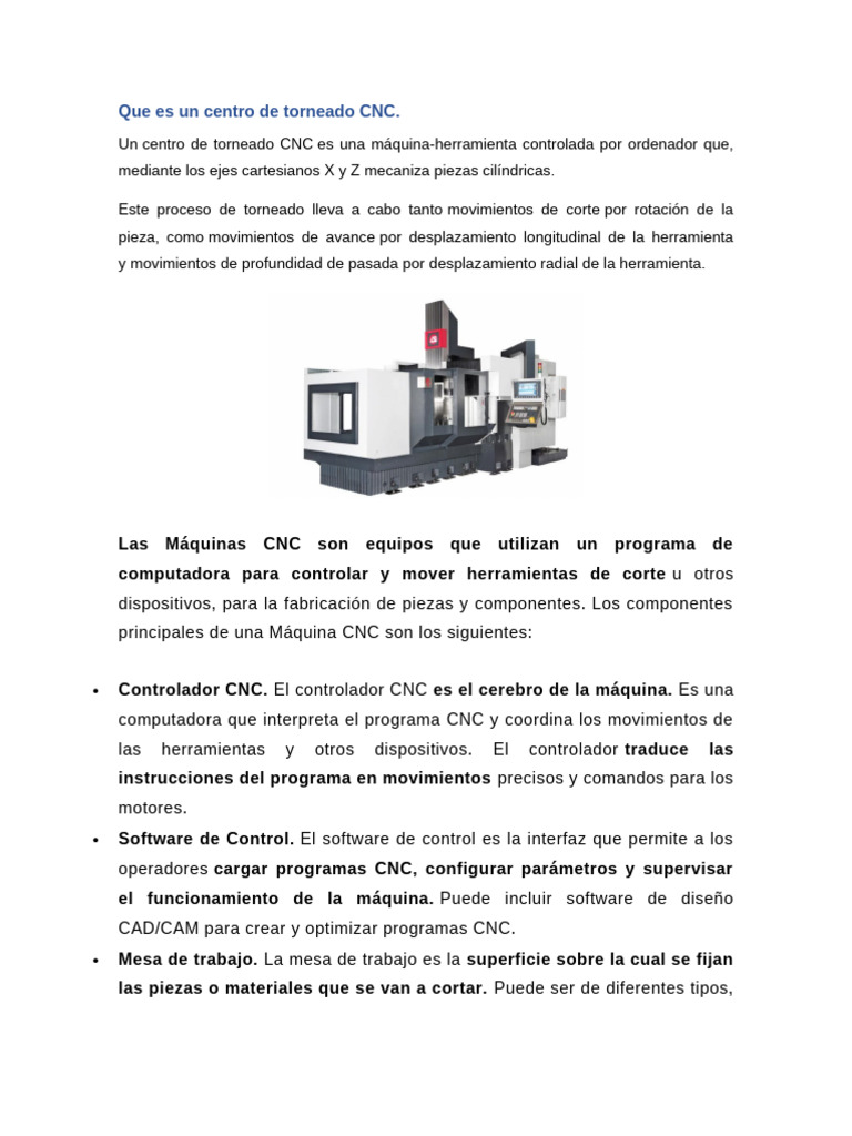 Que Es Un Centro de Torneado CNC | PDF | Control numerico | Perforar