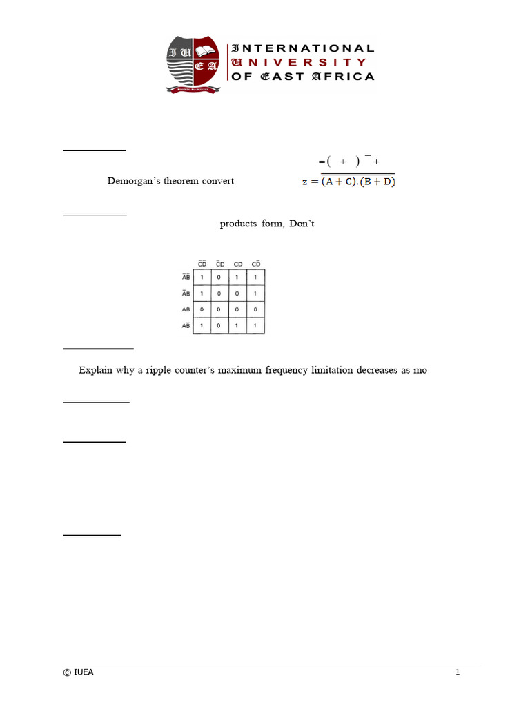 DIGITAL LOGIC DESIGN-Assignment | PDF
