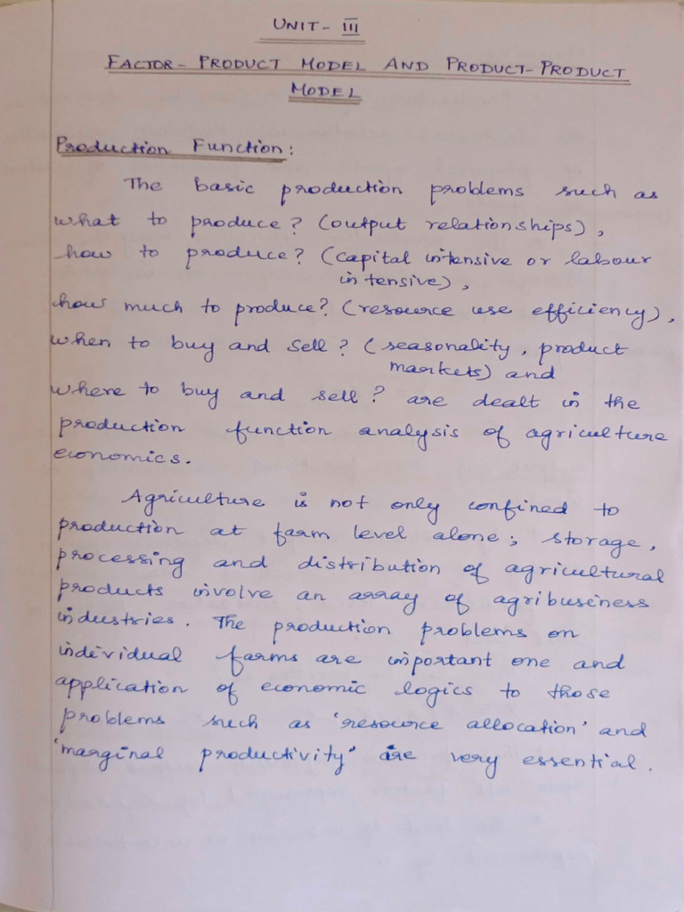 Agriculture Economics Unit 3 | PDF