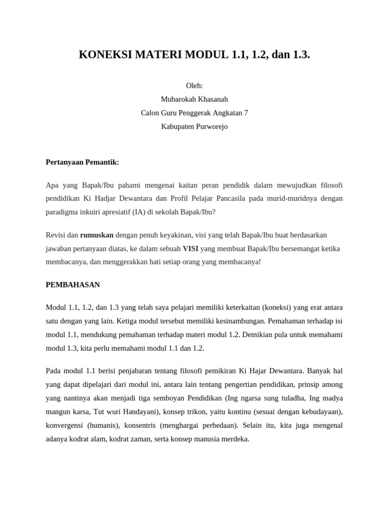 Koneksi Materi Modul 1.3 | PDF