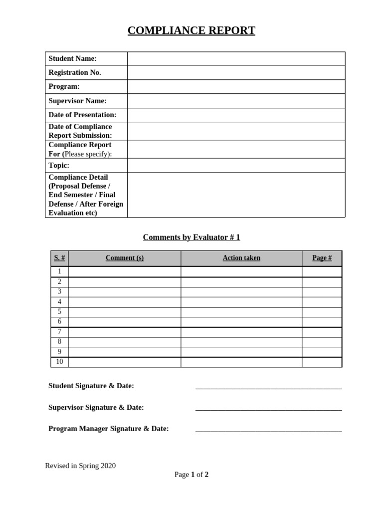 Compliance Report Format | PDF