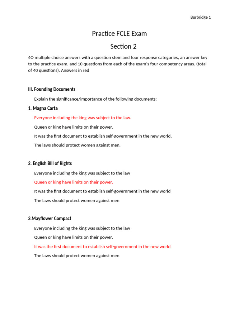 Practice FCLE Section 2 - (Competencies 3 & 4), Lucia Burbridge | PDF ...