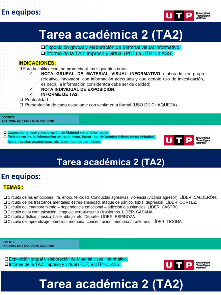 S09 - s1 - Indicaciones Actualizadas para La Tarea Académica 2 (TA2) | PDF | Las emociones ...