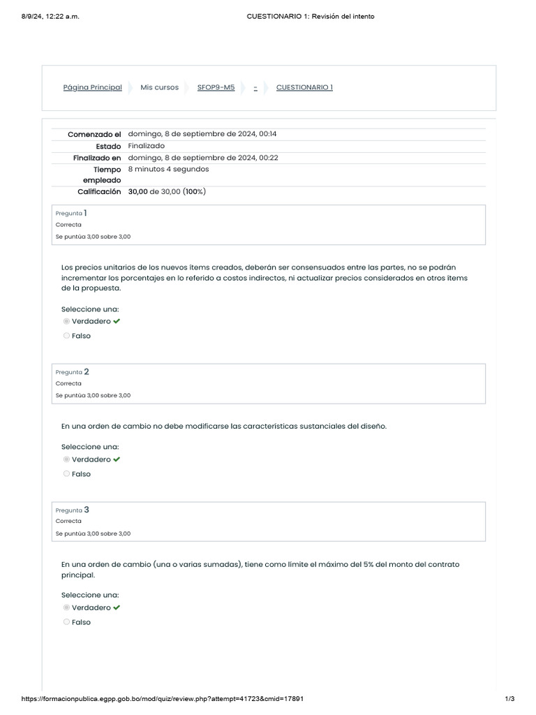 CUESTIONARIO 1 - Revisión Del Intento2 | PDF